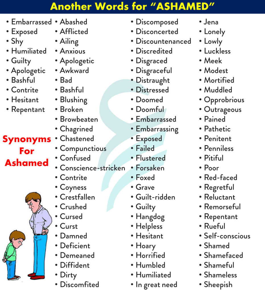 80+ Another Words For Ashamed in English • Englishilm