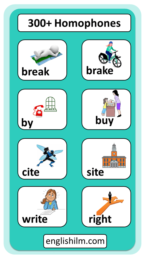300+ Homophones From A To Z with Useful Examples • Englishilm