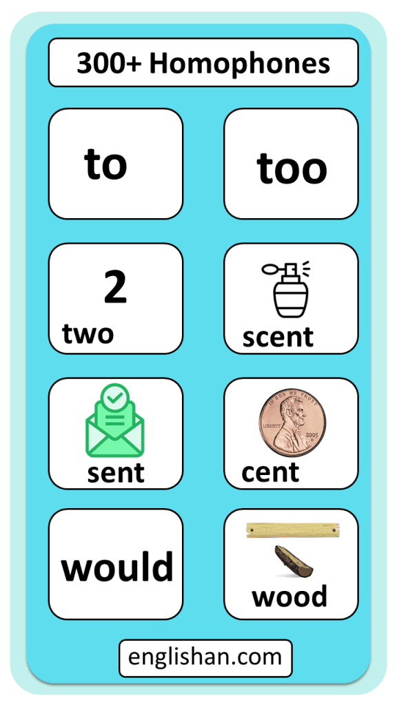 300+ Homophones From A To Z with Useful Examples • Englishilm