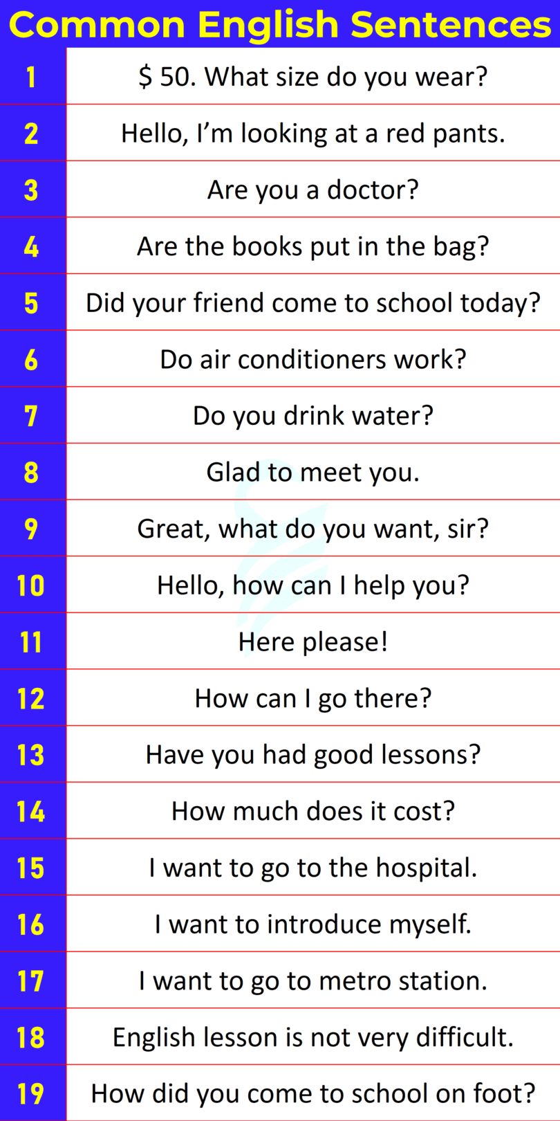 50+ Common English Sentences Used in Daily Life