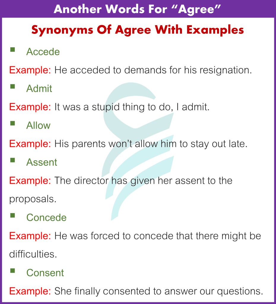 Synonyms of Agree with Examples | Other Words for Agree