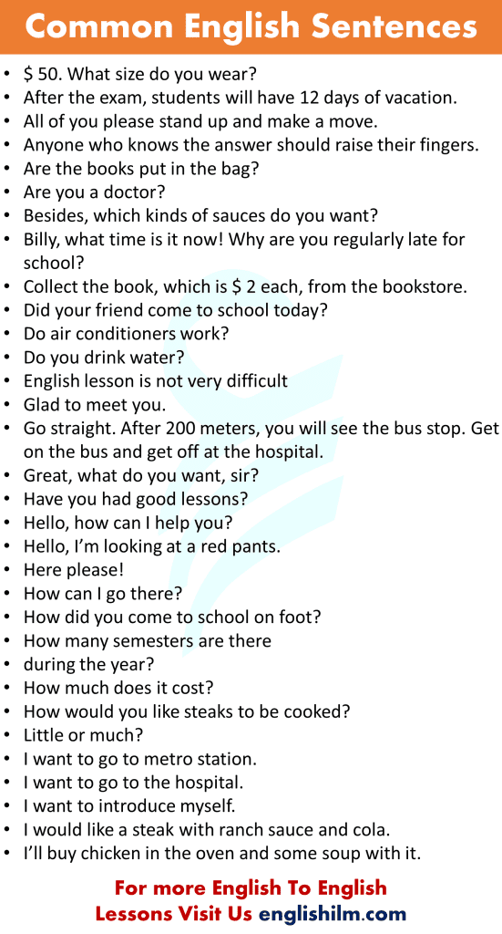 50+ Common English Sentences Used in Daily Life