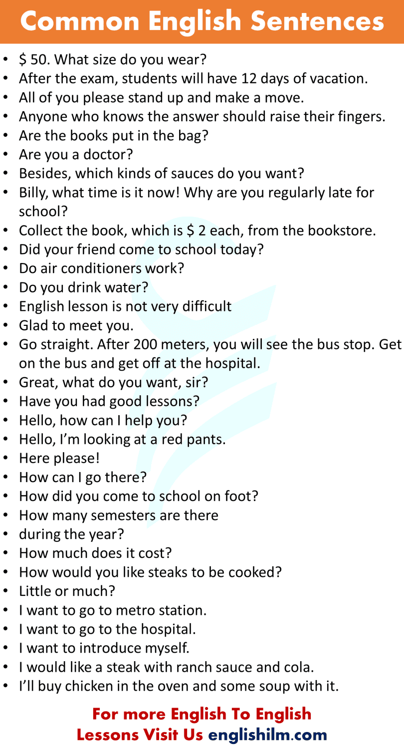 50+ Common English Sentences Used in Daily Life