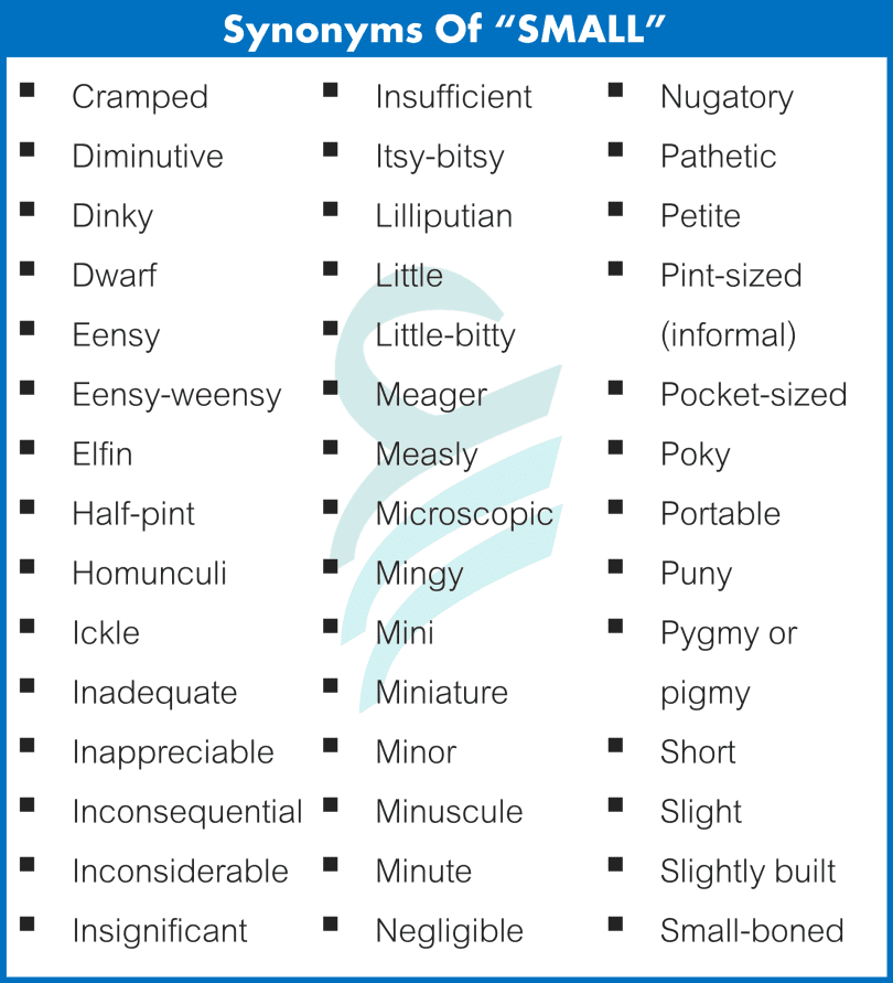 Another Words For "SMALL" | 60+ Synonyms Of Small • Englishilm