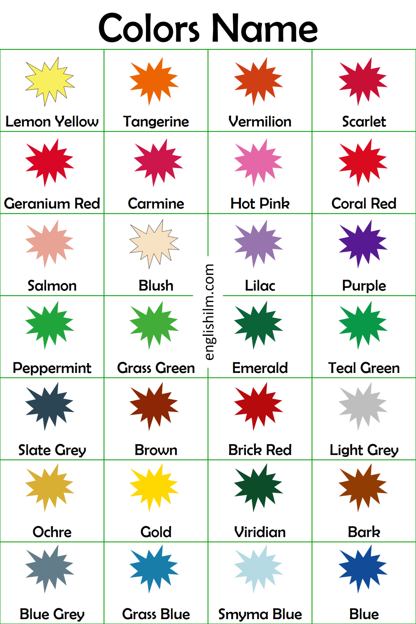 100 Colors Names in English With Images • Englishilm