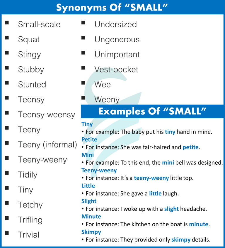 Another Words For "SMALL" | 60+ Synonyms Of Small • Englishilm