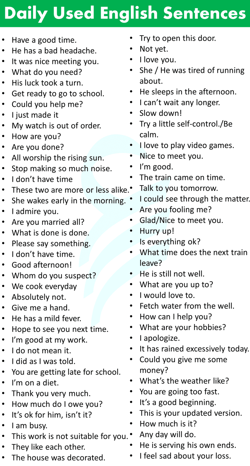 700+ Daily Used Sentences In English | Download PDF • Englishilm