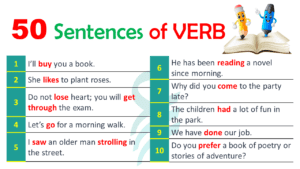 50 Sentences of Verb | Sentences Examples with The Use of Verb