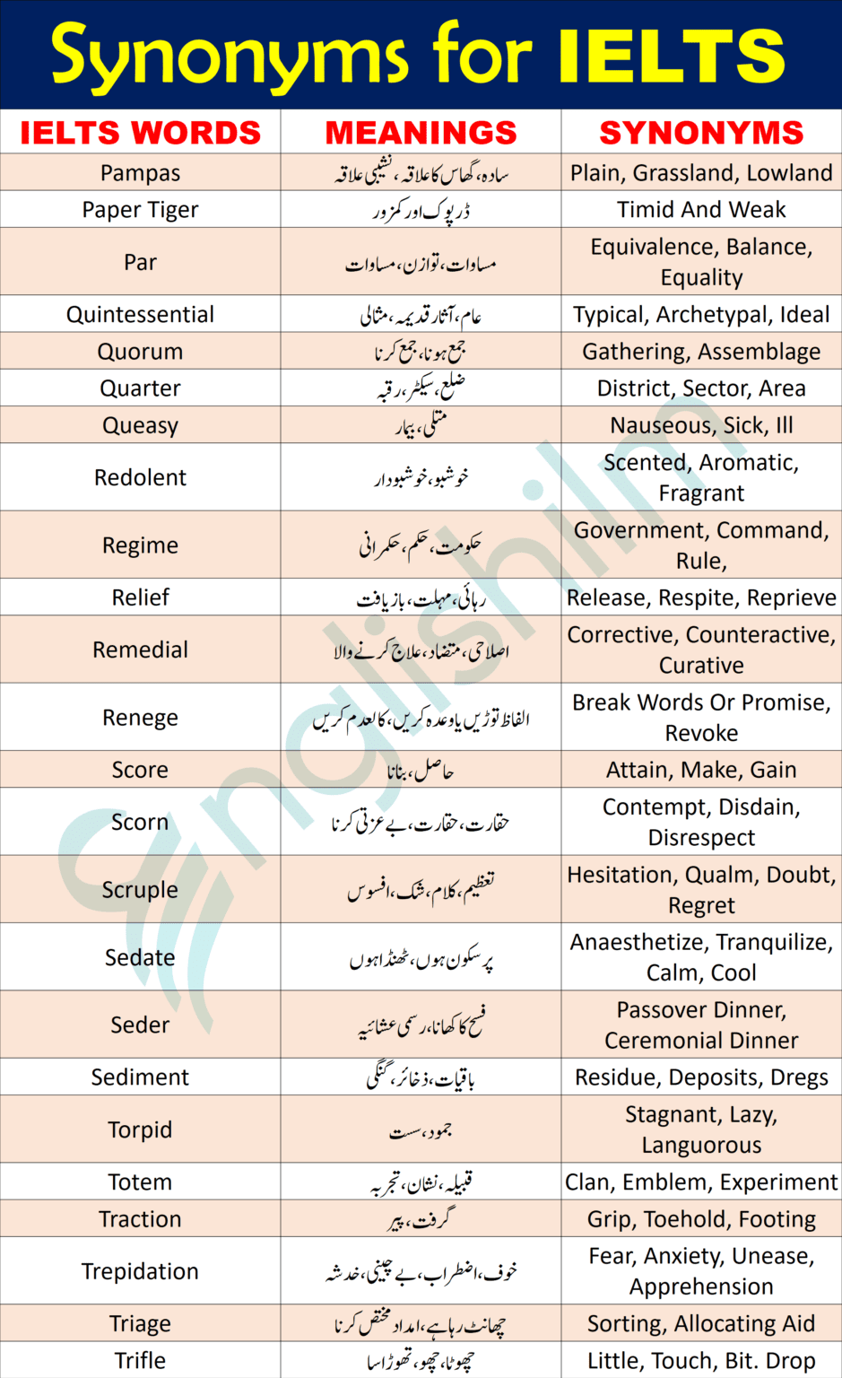 Synonyms for IELTS Writing Task 1 | IELTS Synonyms List PDF