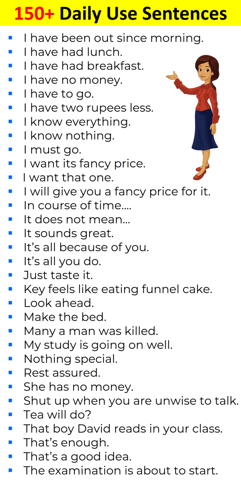 150+ Daily Used English Sentences | Commonly Used Sentences