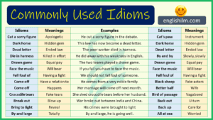 60+ Most Common Idioms & Example Phrases List in English