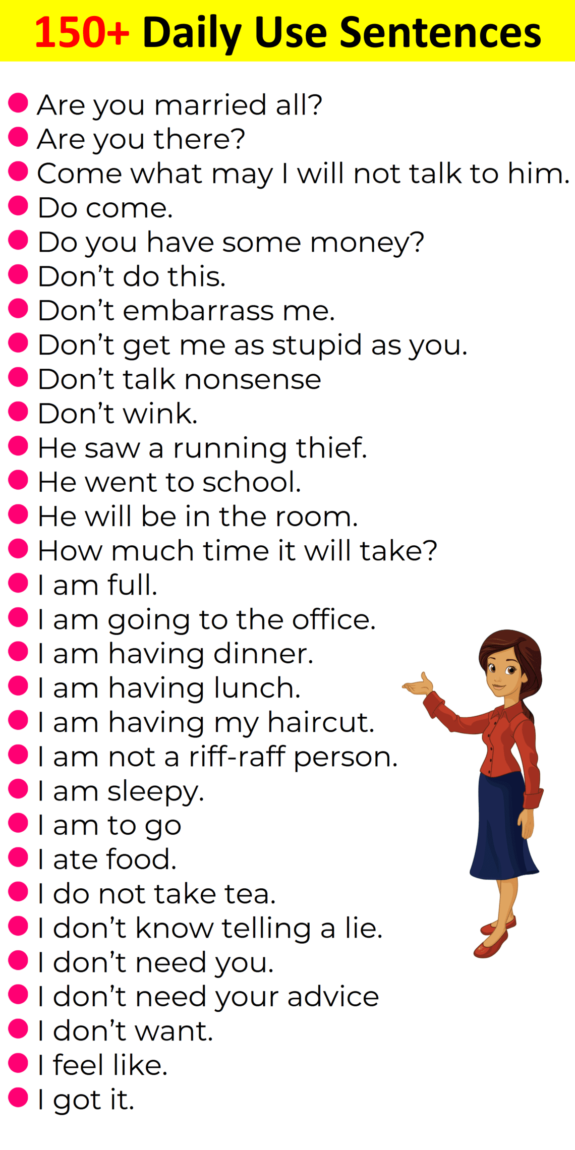 150+ Daily Used English Sentences | Commonly Used Sentences