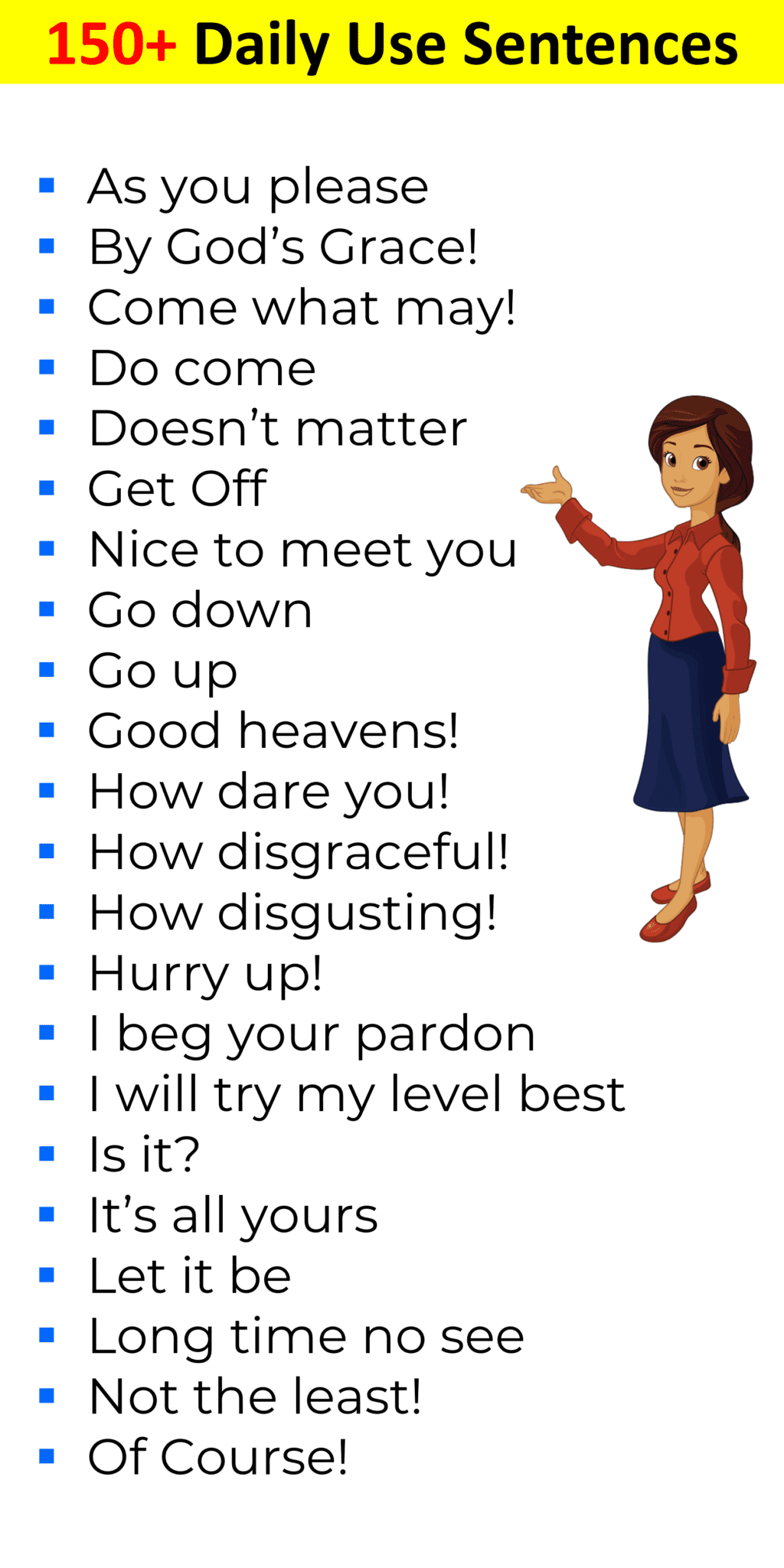 150+ Daily Used English Sentences | Commonly Used Sentences