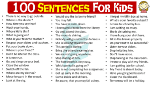 100 Basic and Simple English Sentences for Kids • Englishilm