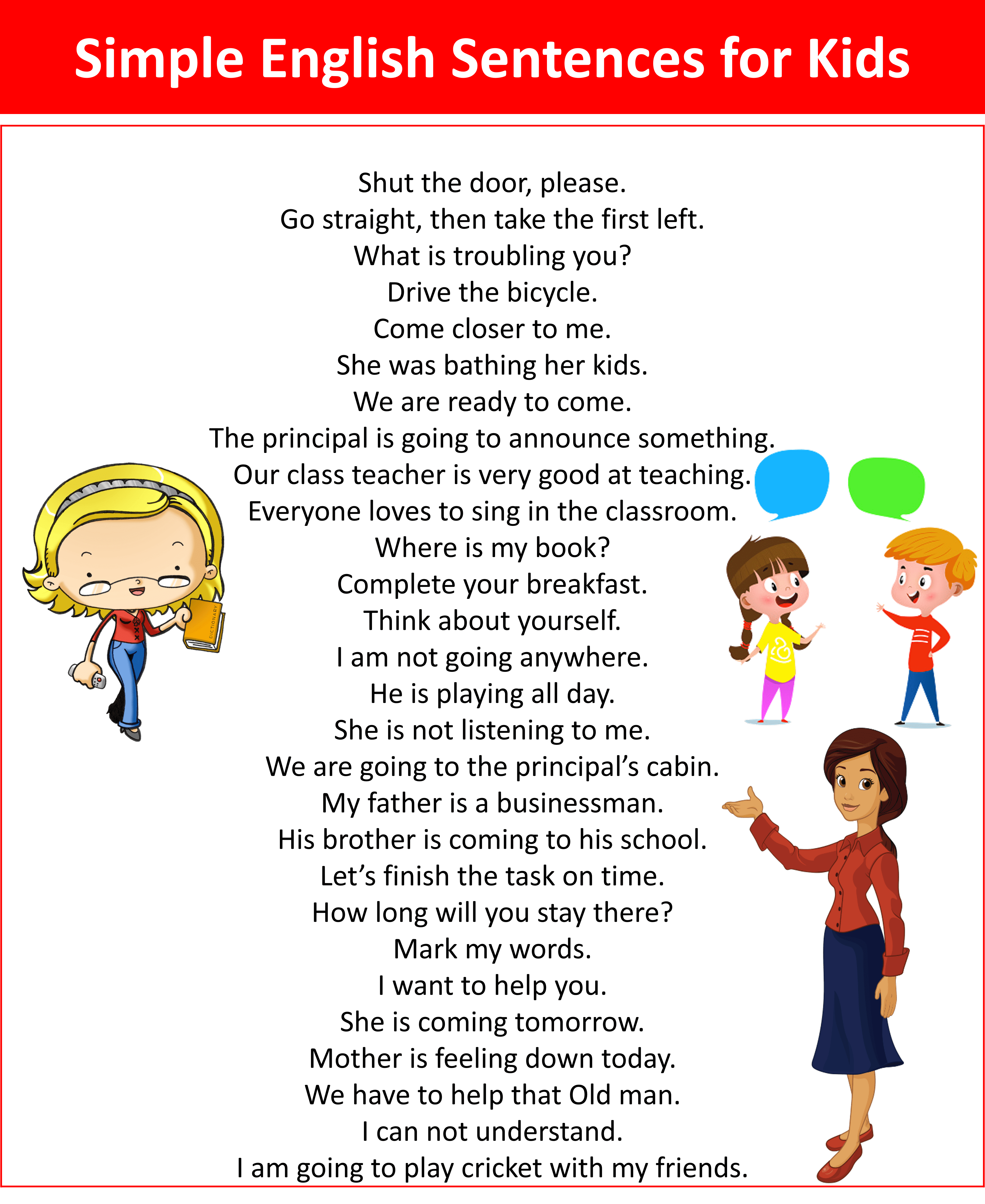 100 Simple And Easy English Sentences For Kids Sentences Englishilm 100 Simple And Easy English Sentences For Kids Sentences Englishilm