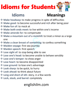 Idioms For Students With Meanings & Examples Phrases