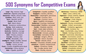 500+ Very Important Synonyms for Competitive Exams