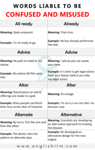 Most Commonly Misused English Words and Phrases • Englishilm