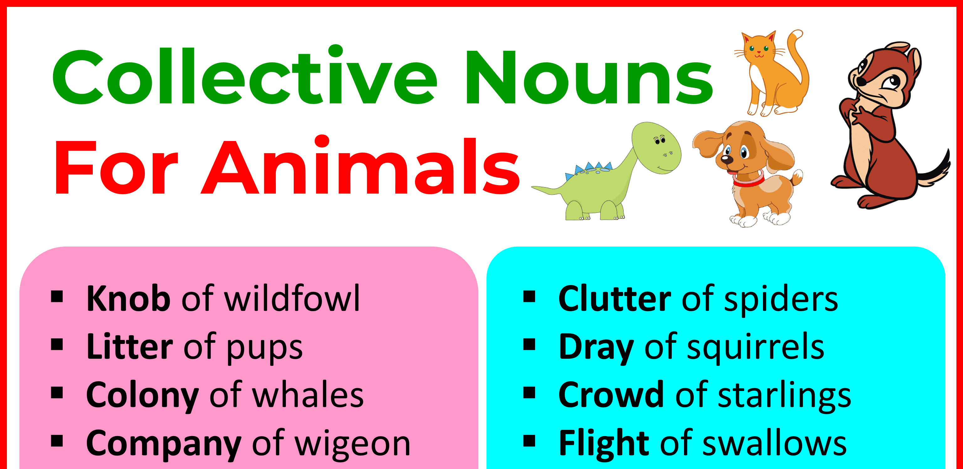 Collective Nouns For Animals In English | Animals • Englishilm