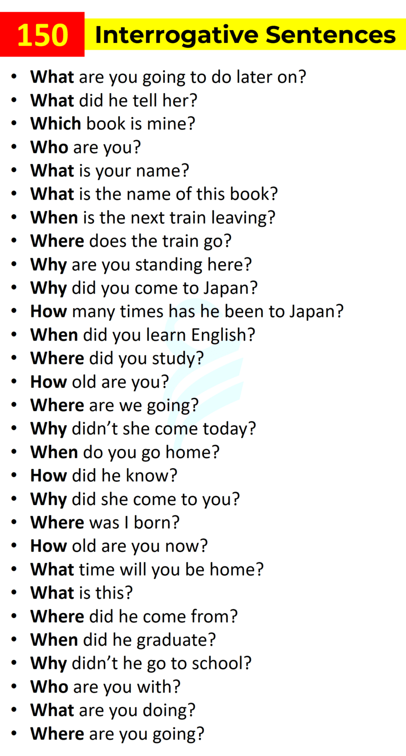 150+ Interrogative Example Sentences In English • Englishilm