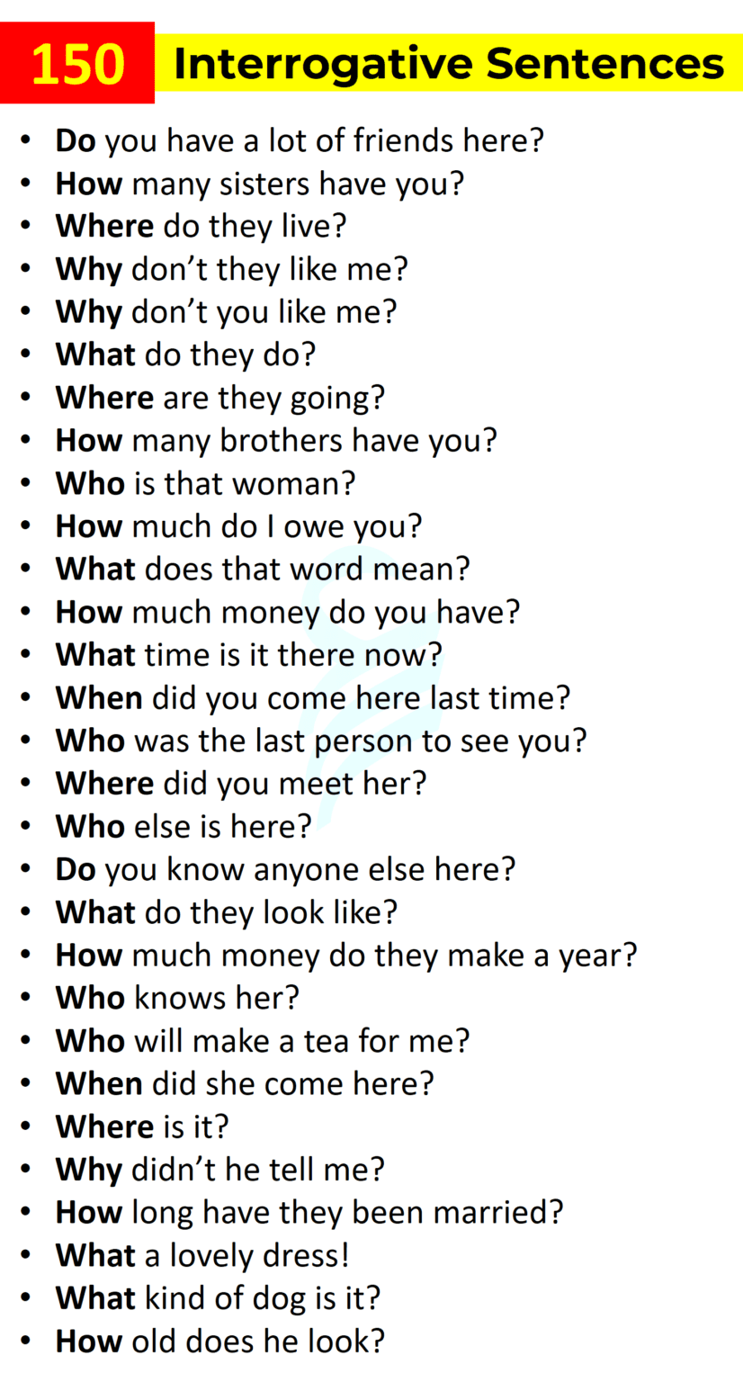 150+ Interrogative Example Sentences In English • Englishilm
