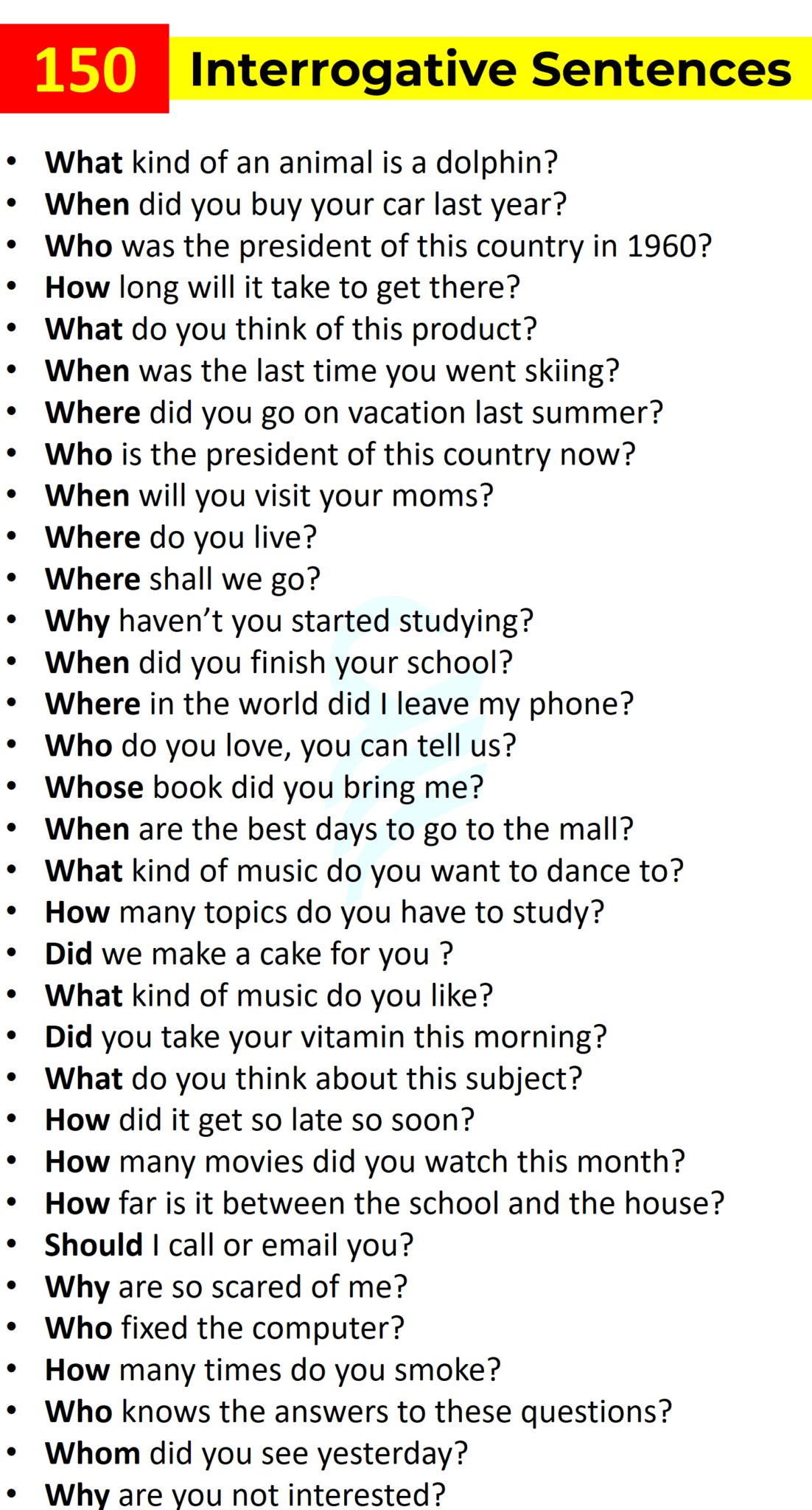 150+ Interrogative Example Sentences In English • Englishilm