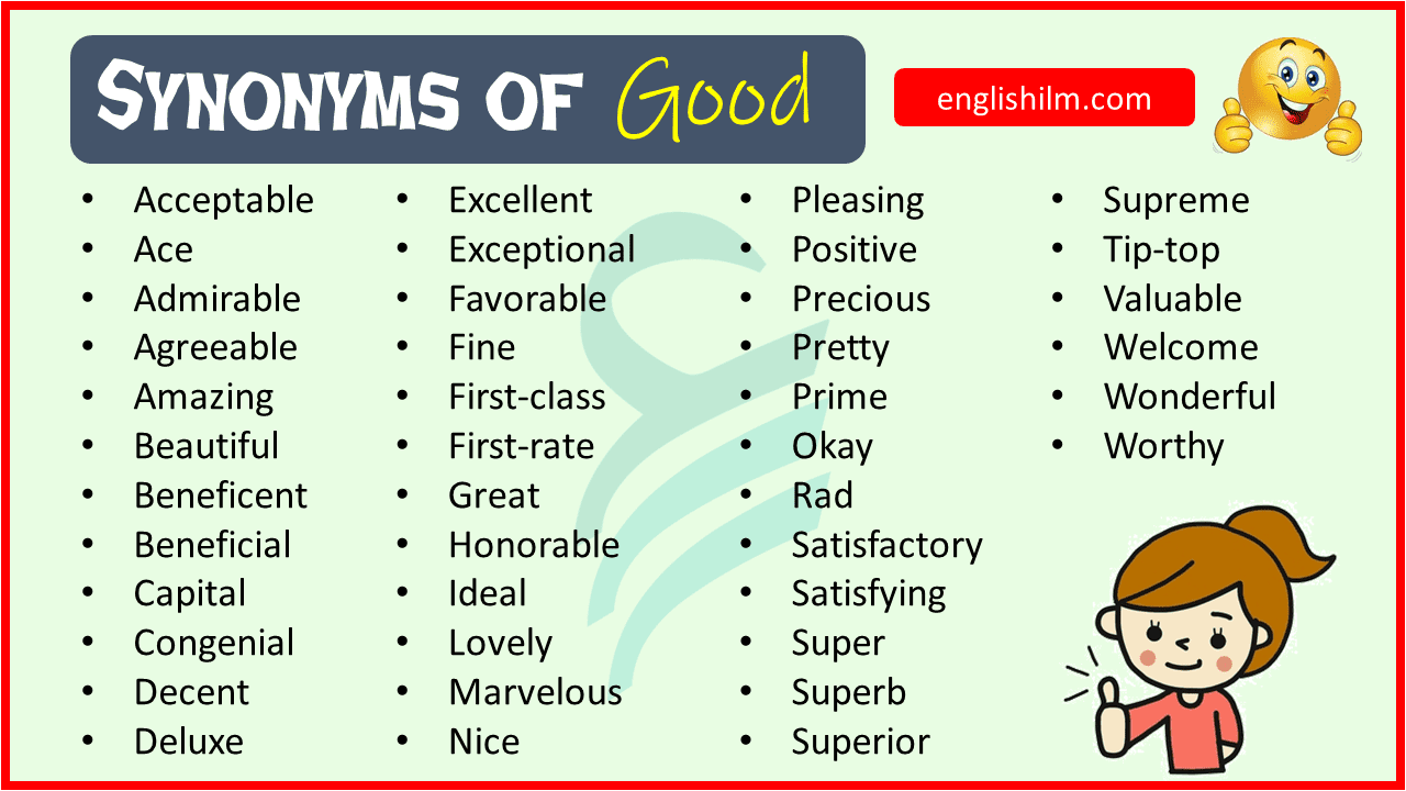 Synonyms Of Good In English With Example Sentences Synonyms Of Good In English With Example Sentences