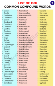 Types of Compound Words | 1000+ Compound Words Examples