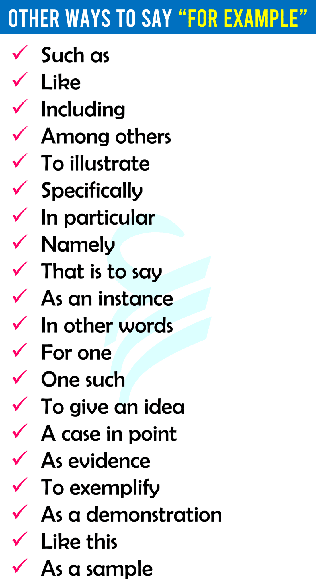 20 Other Ways to Say "For Example" in English with Sentences