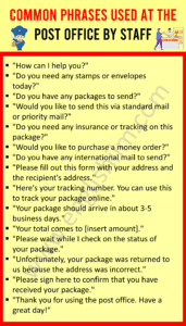 Useful English Phrases and Words Used At The Post Office