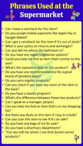 45 Useful English Conversation Phrases Used at the Supermarket
