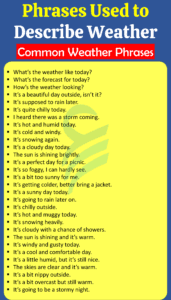 Phrases and Words Used to Describe Weather Conditions