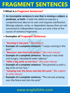 Sentence Fragment in English with Useful Examples • Englishilm