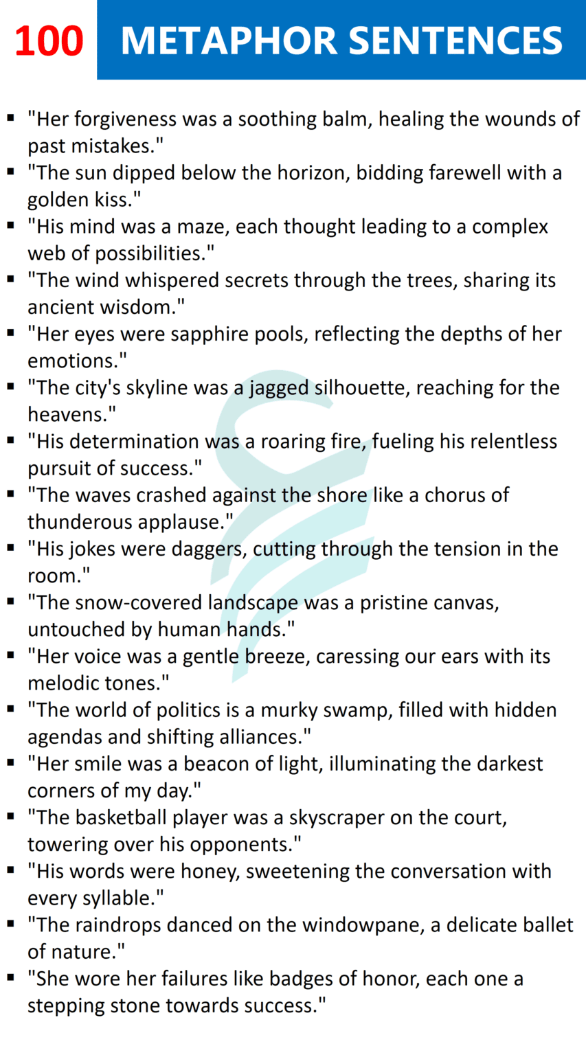 What are Metaphors | Examples of Metaphor Sentences