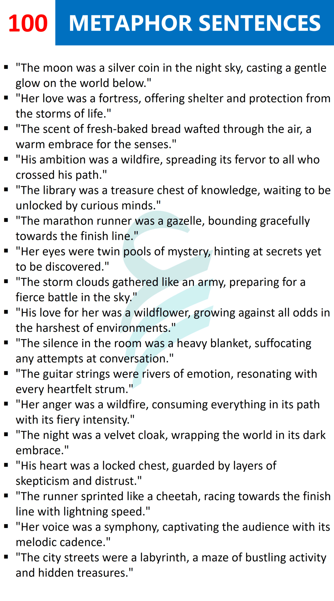 What are Metaphors | Examples of Metaphor Sentences