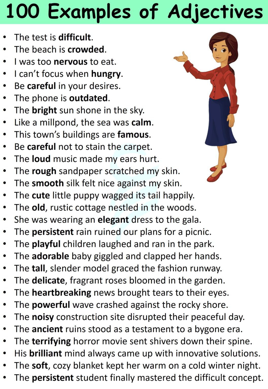 100 Examples of Adjectives Used in English Sentences • Englishilm