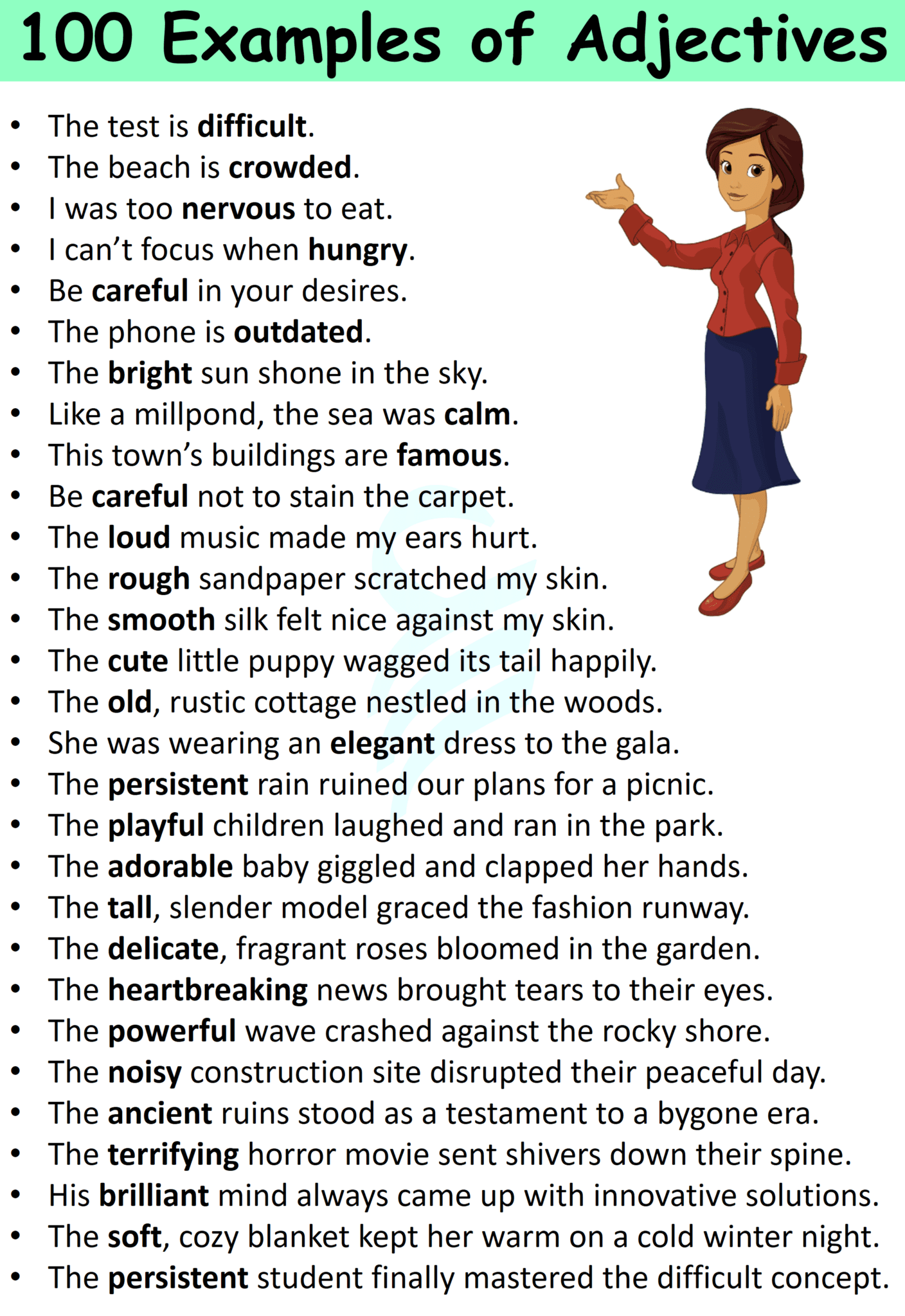 100 Examples of Adjectives Used in English Sentences • Englishilm