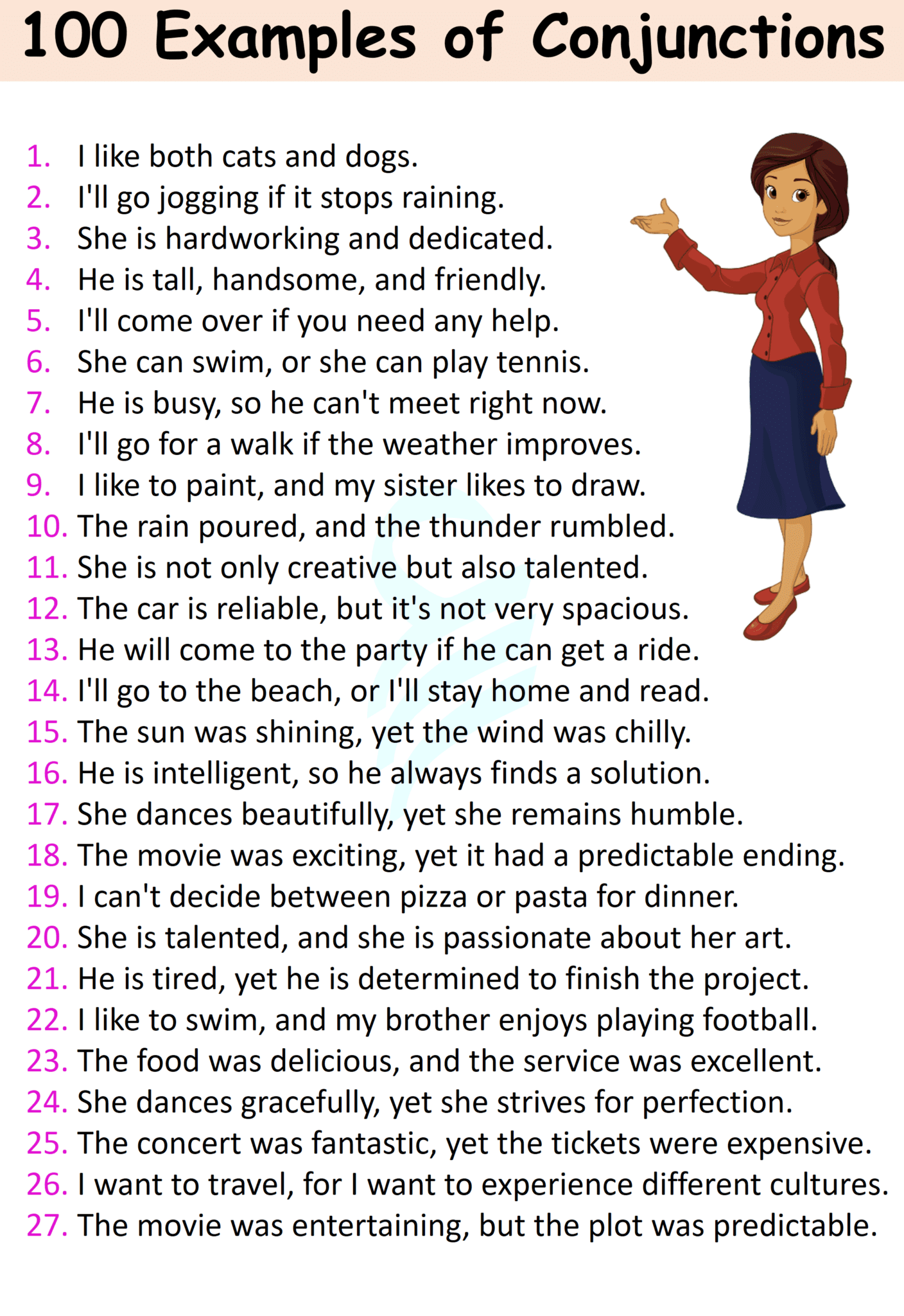 Conjunctions Used in Sentences | 100 Example Sentences • Englishilm