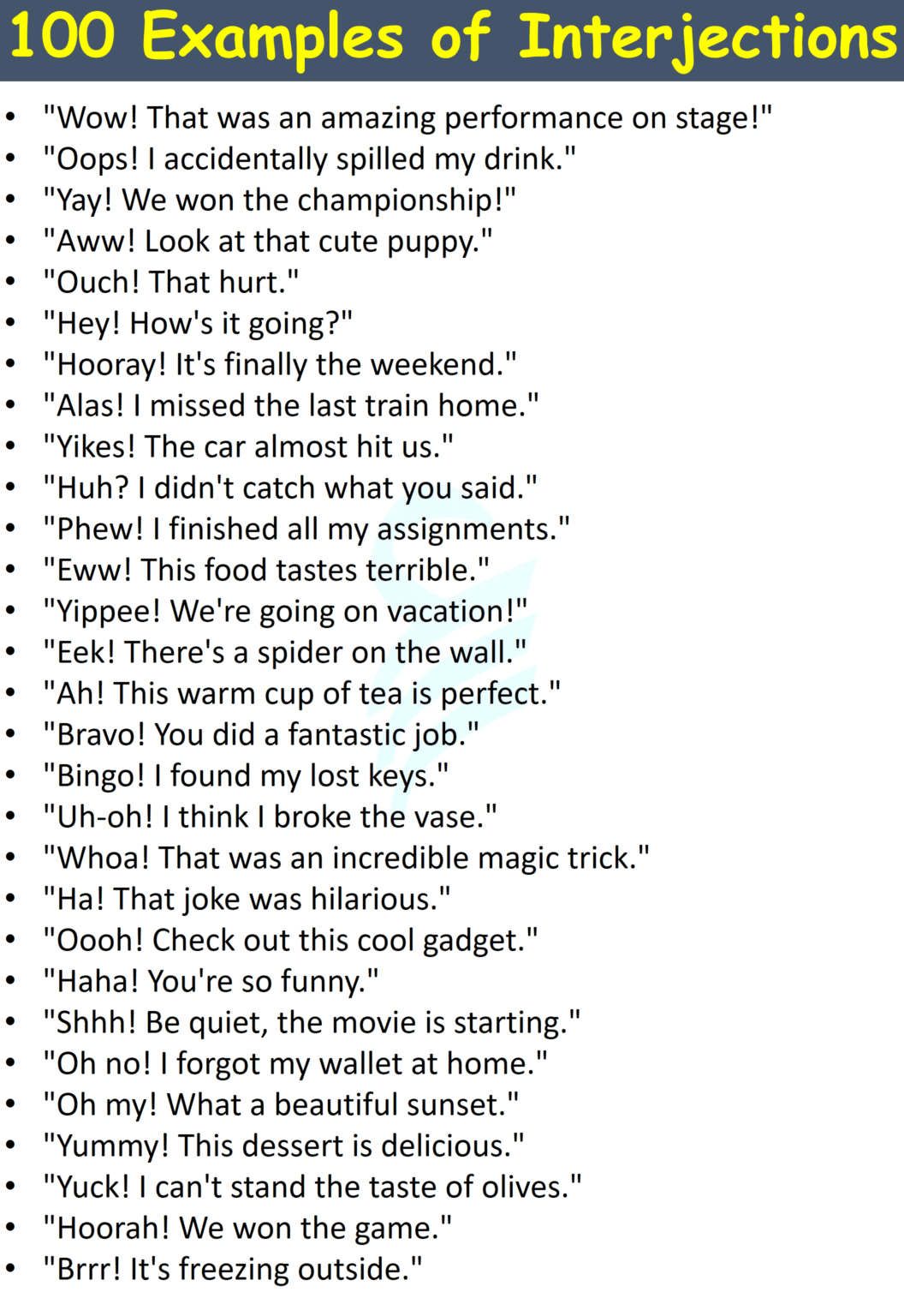 Interjection Words and Their Usage | Emotions and Reactions • Englishilm