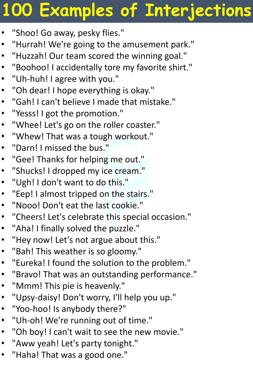 Interjection Words and Their Usage | Emotions and Reactions • Englishilm