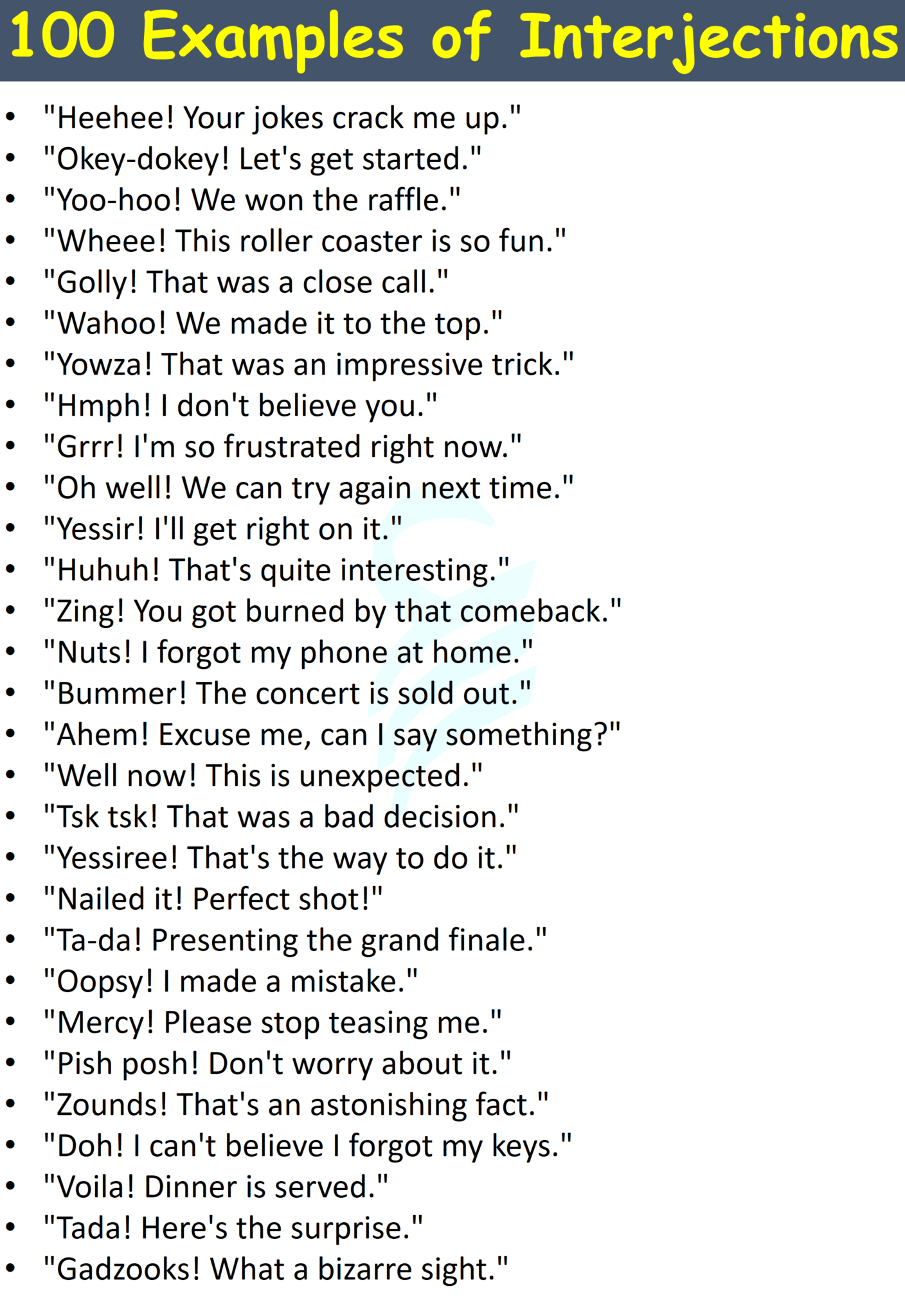 Interjection Words and Their Usage | Emotions and Reactions • Englishilm