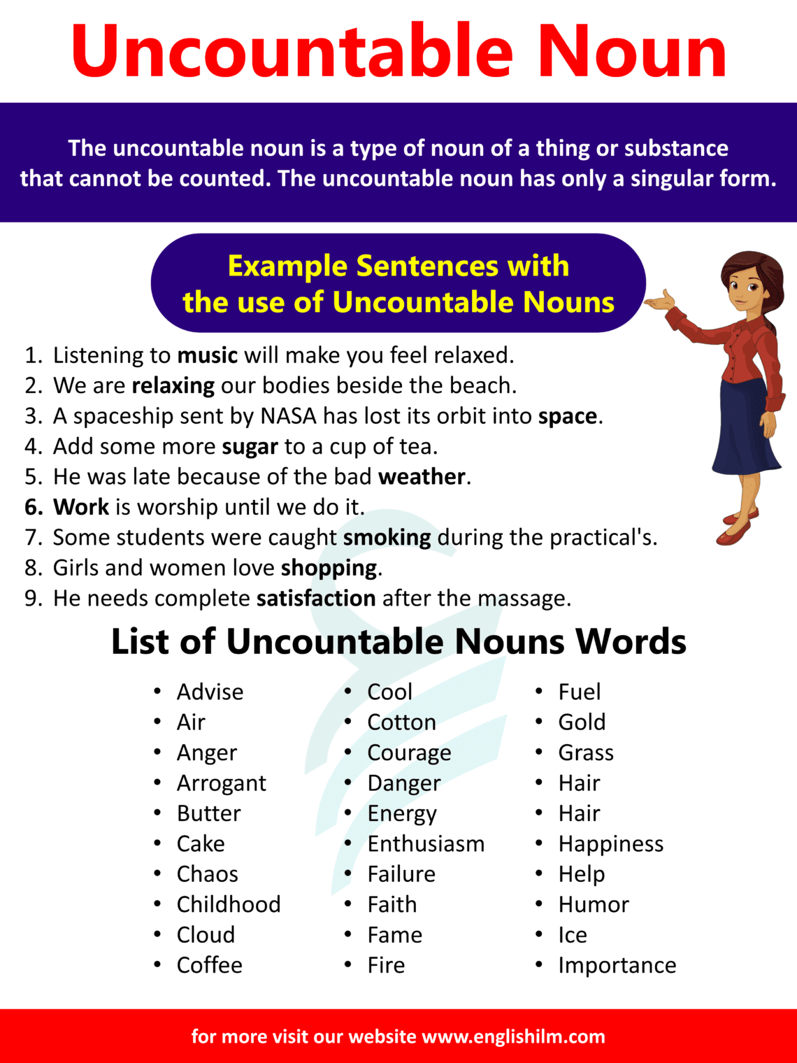 Uncountable Nouns Definition, Rules, Usage, and Examples • Englishilm