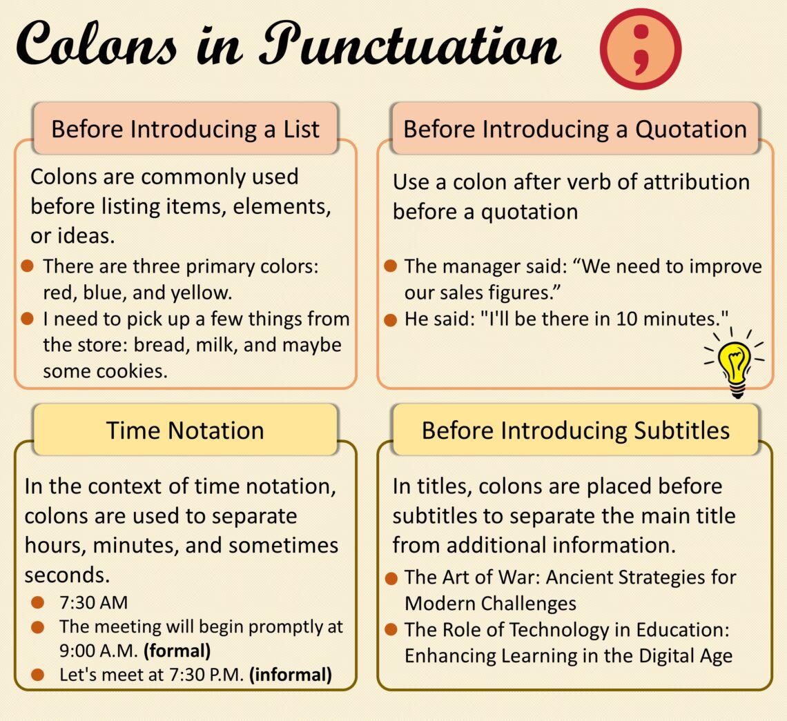 Colon in Punctuation: Uses, Rules with Examples • Englishilm