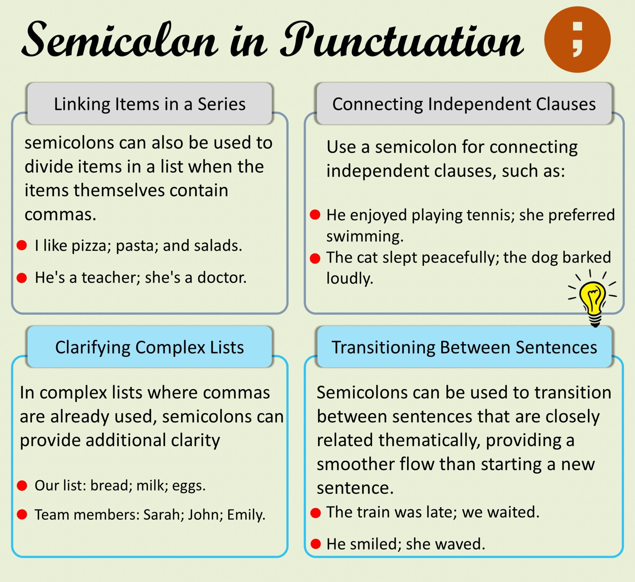 Semicolon in Punctuation: Uses, Rules, and Examples • Englishilm