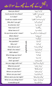 100+ English Speaking Practice Questions with Urdu • Englishilm