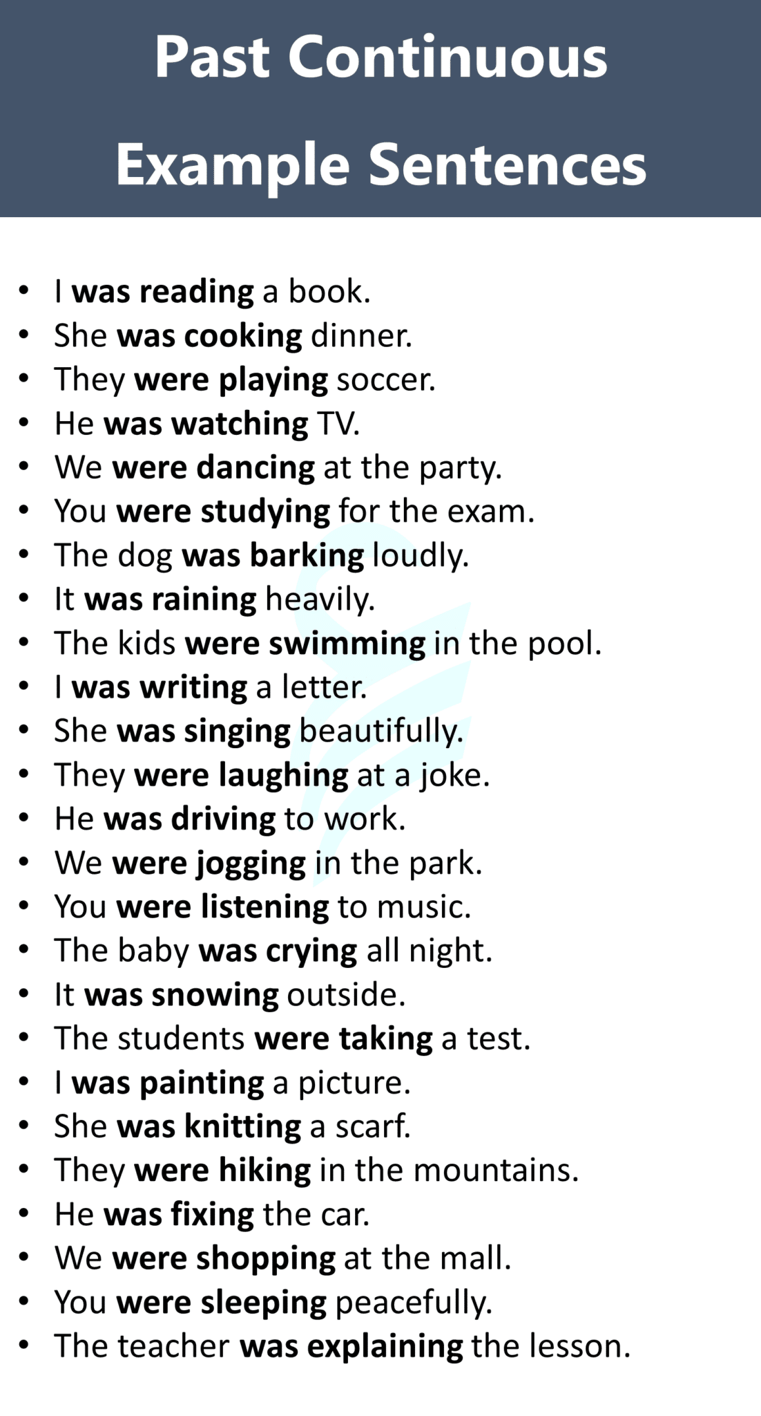 100 Past Continuous Tense Example Sentences in English • Englishilm