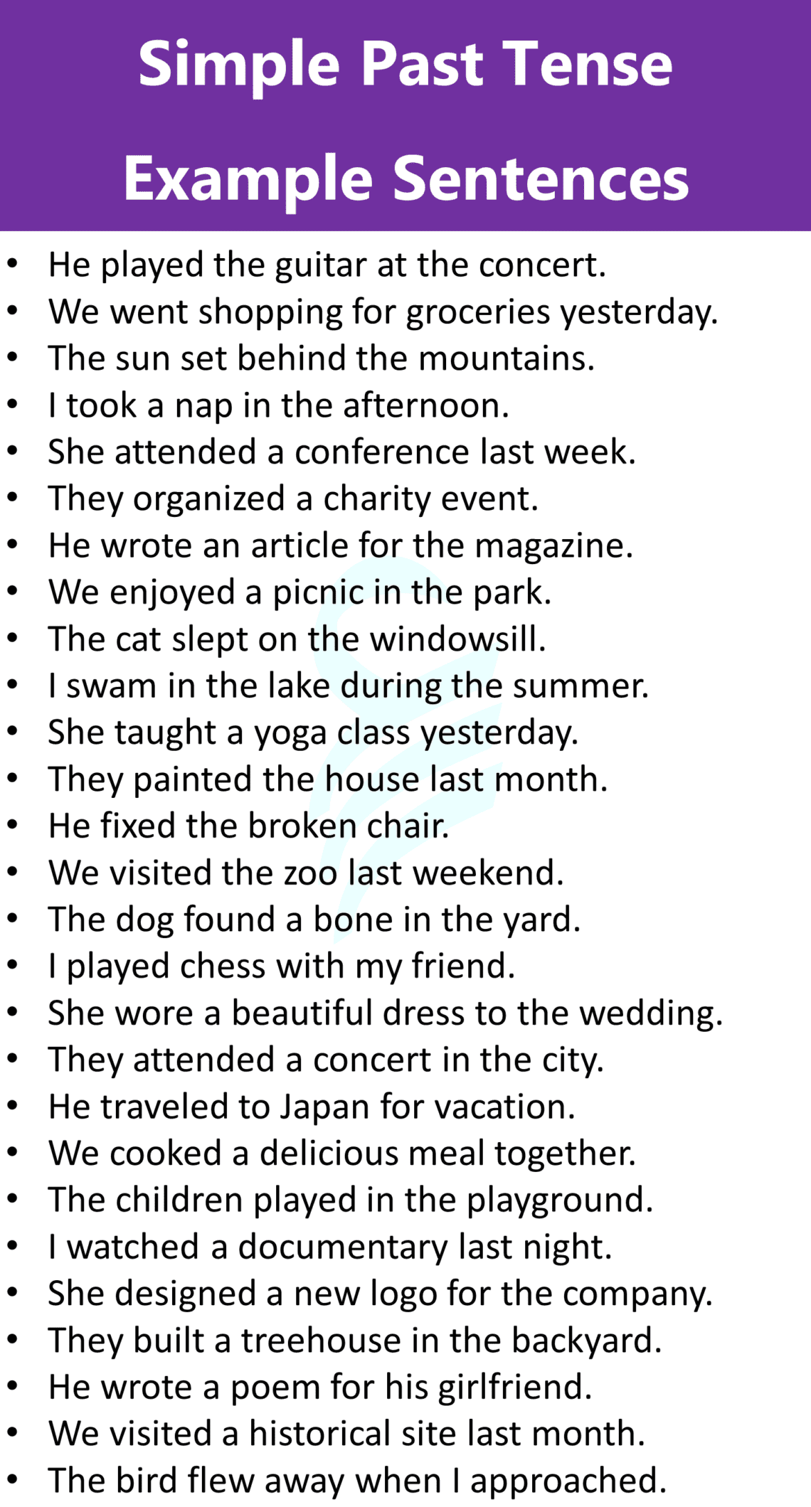 100 Example Sentences of Simple Past Tense in English • Englishilm