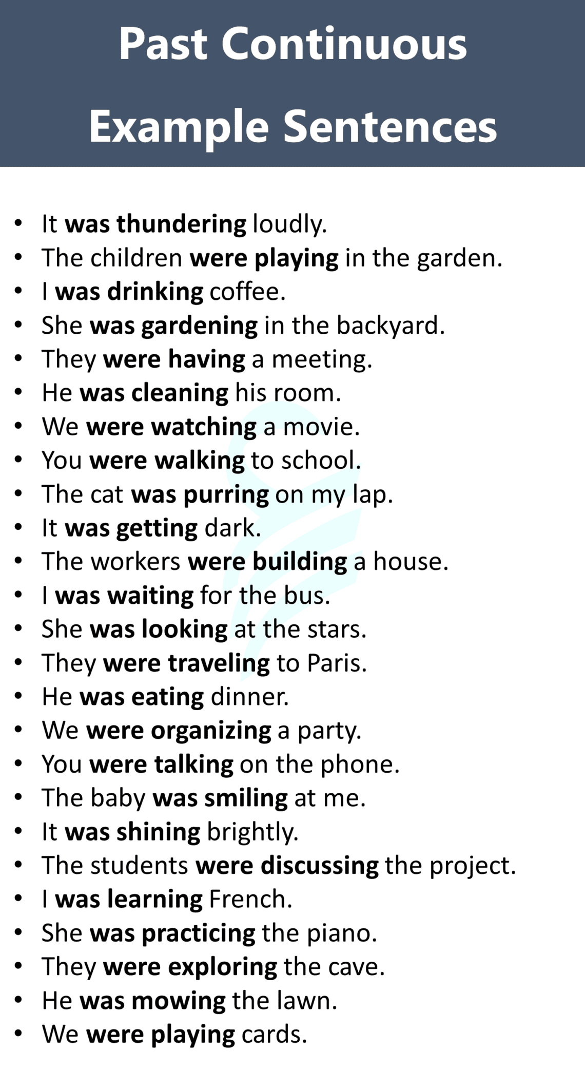 100 Past Continuous Tense Example Sentences in English • Englishilm