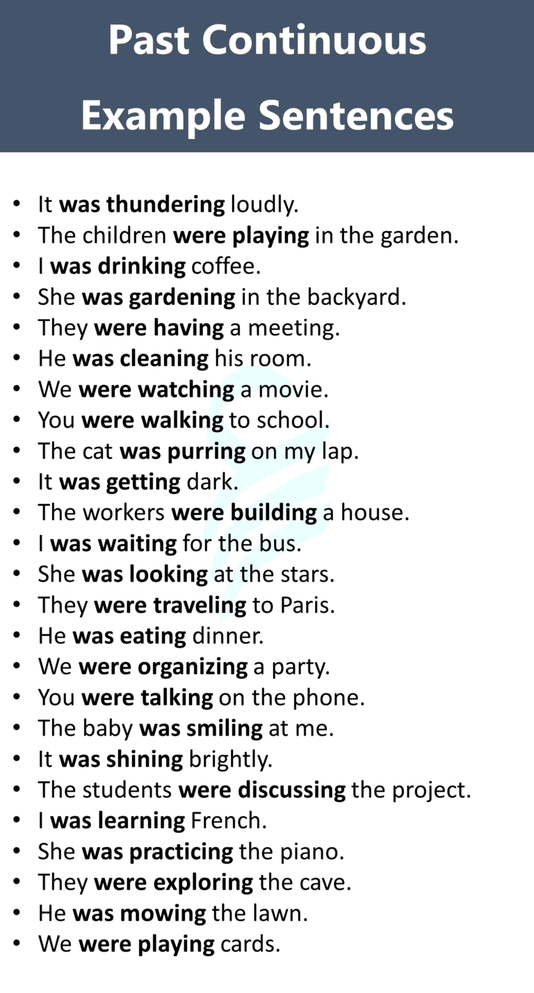 100 Past Continuous Tense Example Sentences in English • Englishilm