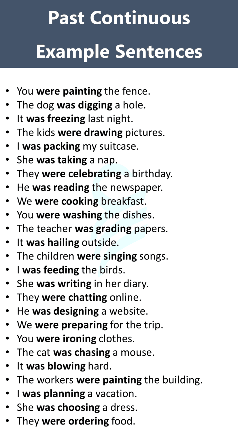 100 Past Continuous Tense Example Sentences in English • Englishilm